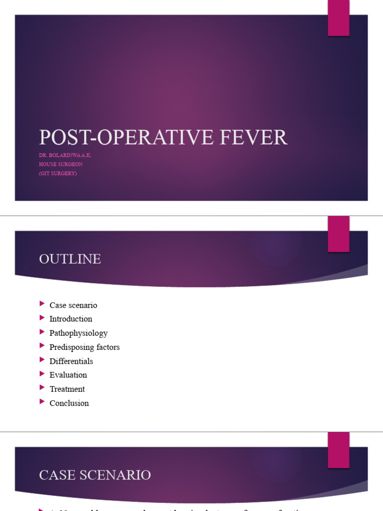 Postoperative Fever: Causes & Management | PDF | Surgery | Pneumonia