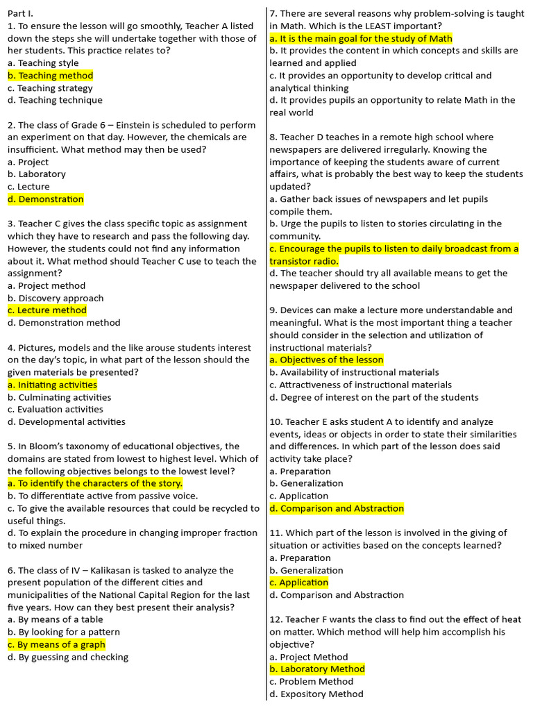 MCQs Principles of Teaching | PDF MCQs Principles of Teaching | PDF