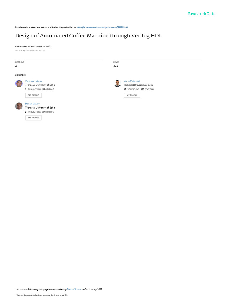 Design of Automated Coffee Machine Through Verilog HDL: October 2022 | PDF