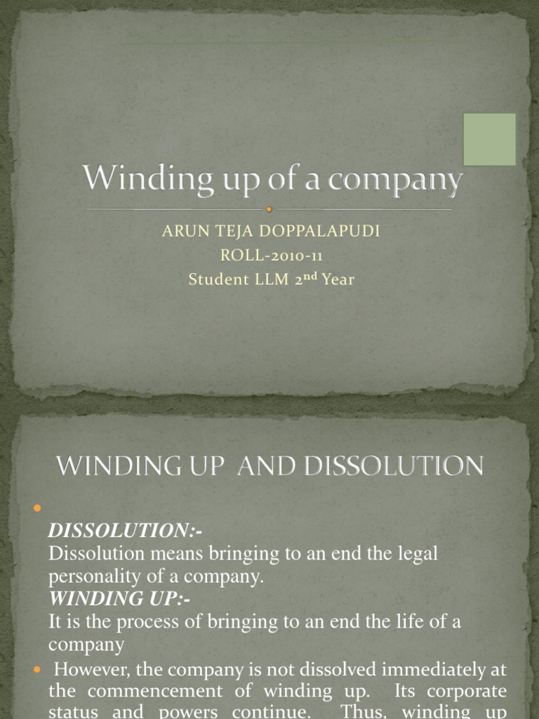 Winding Up and Dissolution of Companies | PDF | United Kingdom ...