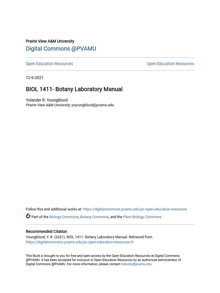 Botany Laboratory Manual | PDF | Leaf | Plant Stem