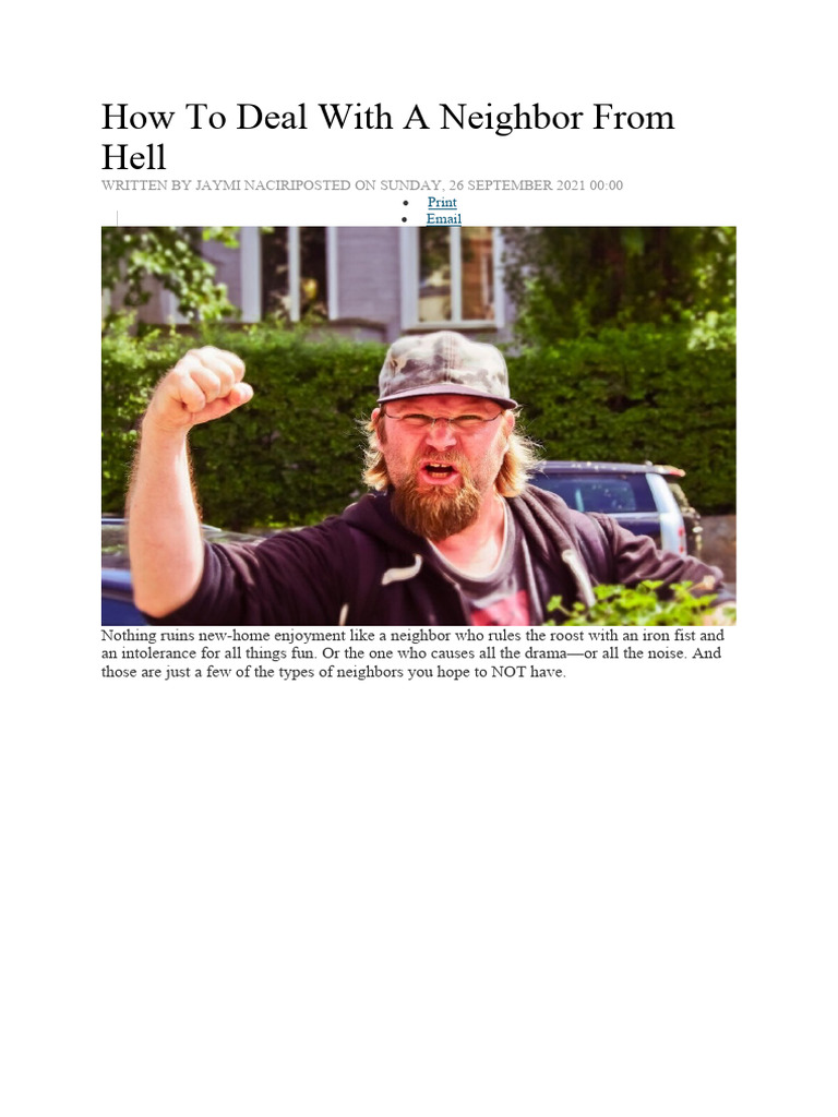 How To Deal With A Neighbor From Hell | PDF