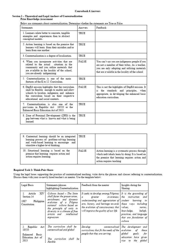 Answer Course Book 4 | PDF | Learning | Constructivism (Philosophy Of ...