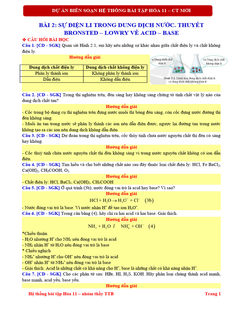 BÀI 2-Su Dien Ly Trong Dung Dich Nuoc - Thuyet Bronsted - Lowry Ve Acid - Base - PHAM XUAN THUY ...