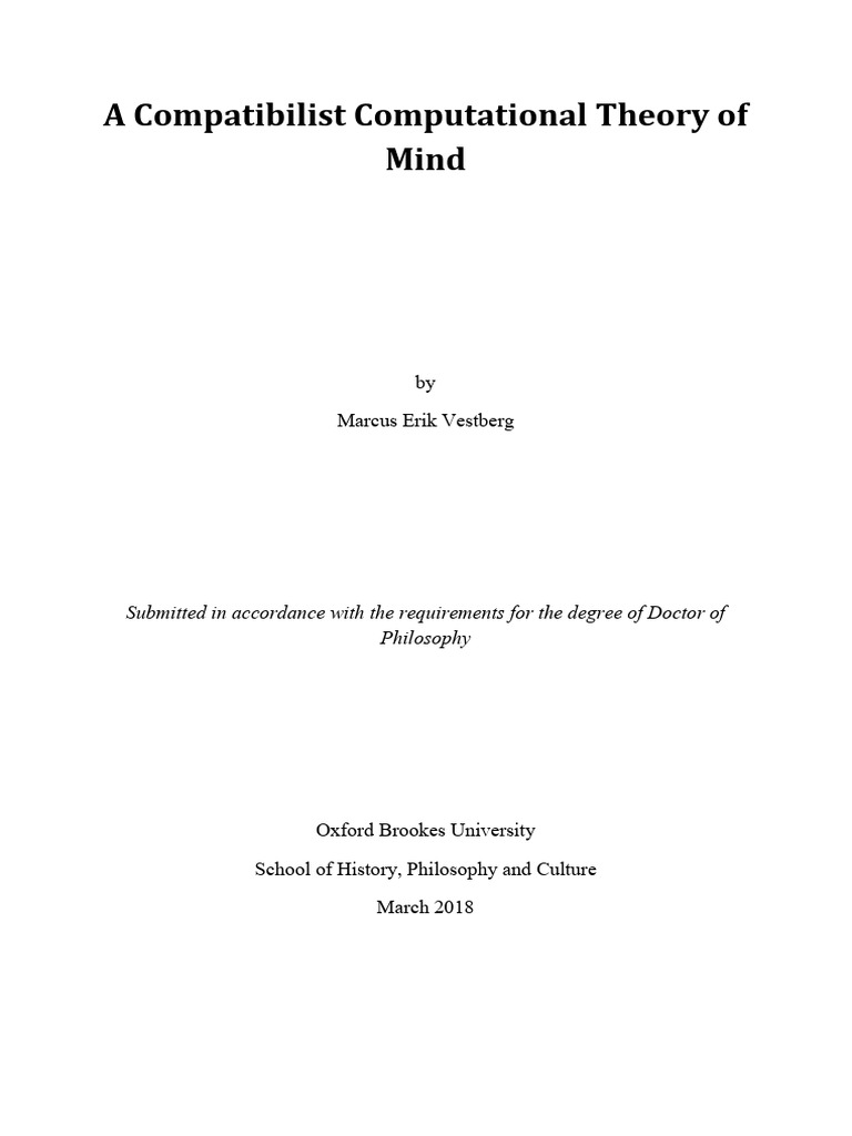 A Compatibilist Computational Theory of Mind | PDF