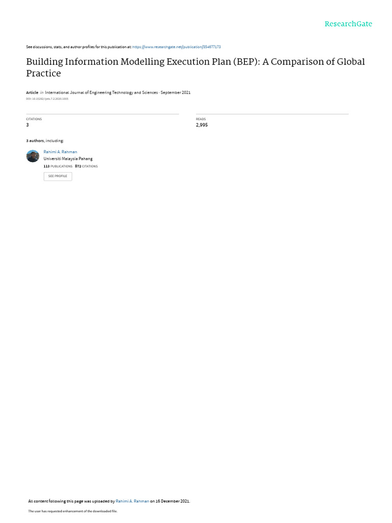Building Information Modelling Execution Plan (BEP) : A Comparison of Global Practice | PDF ...