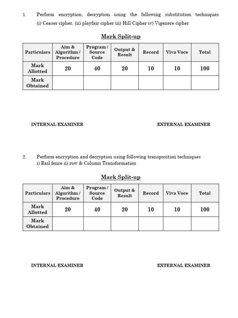 Sem 7 - IT8761 - Security Lab QP R 2017 - Mark Splitup | PDF | Encryption | Crime Prevention