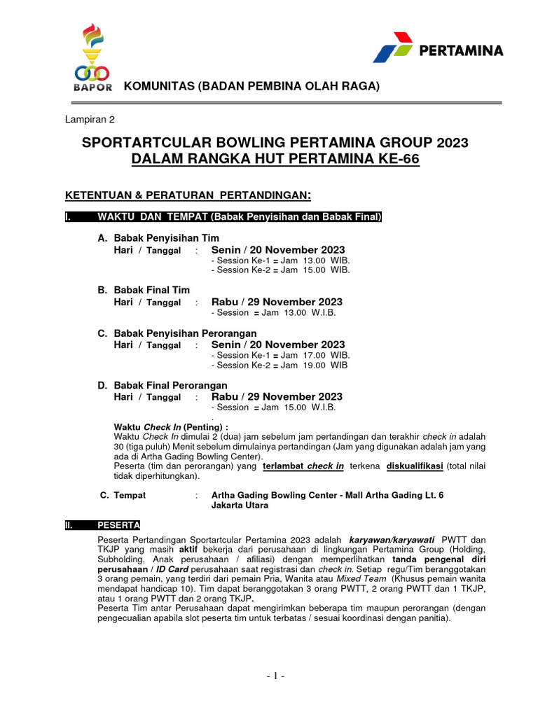 Peraturan Pertandingan For Peserta v02 | PDF
