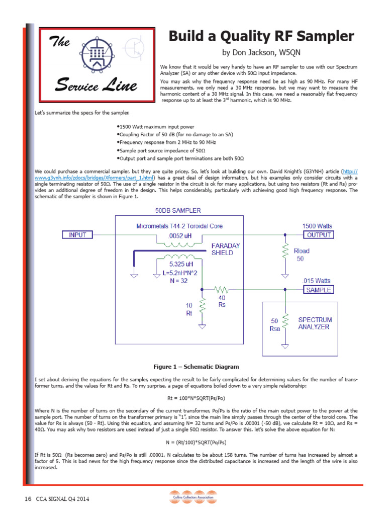 Build a Quality RF Power Sampler Jackson | PDF | Transformer | Coaxial ...