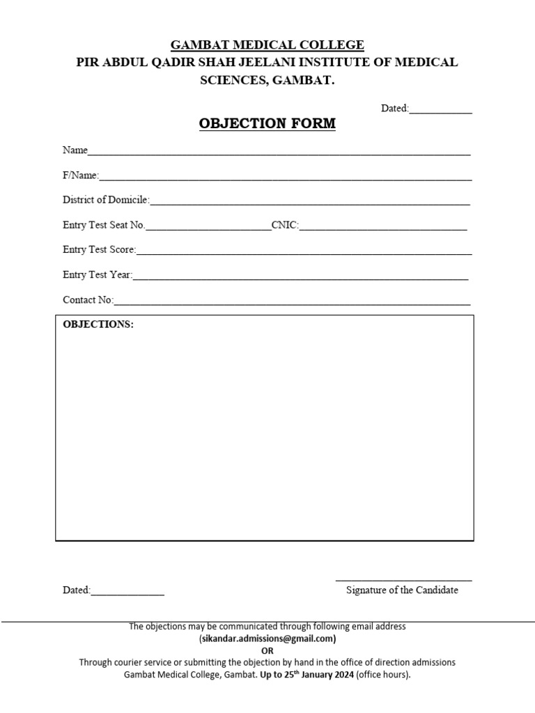 Objection Form 23 01 2024 | PDF