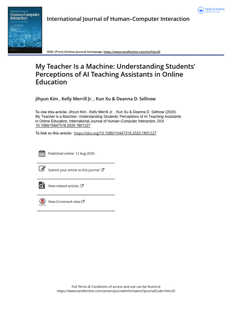 AI Teaching Assistants: Student Perceptions | PDF | Educational ...
