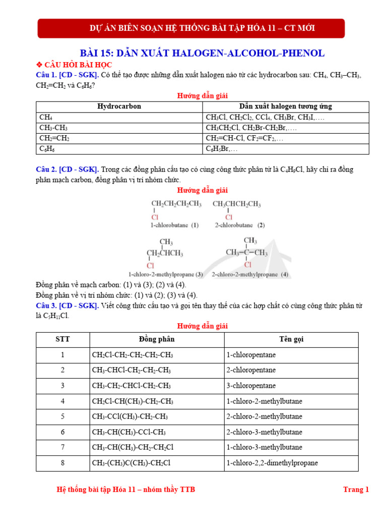 BÀI 15-Dan Xuat Halogen-Alcohol-Phenol-Hu NH Đ C Long | PDF