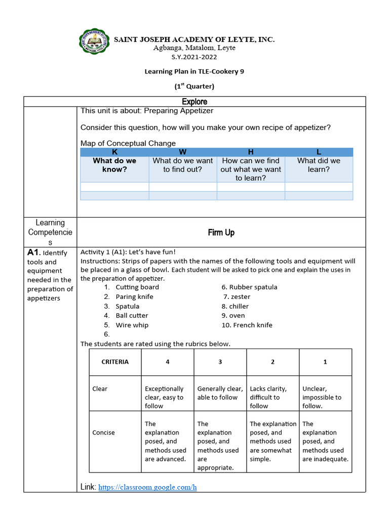 Unit Plan in TLE 9 | PDF | Salad | Foods