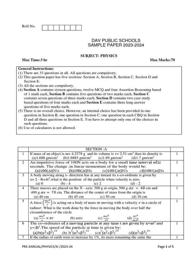 Xi - Physics SP | PDF