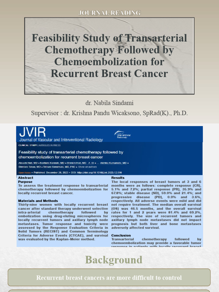 Journal reading feasibility study of tae for breast cancer | PDF ...