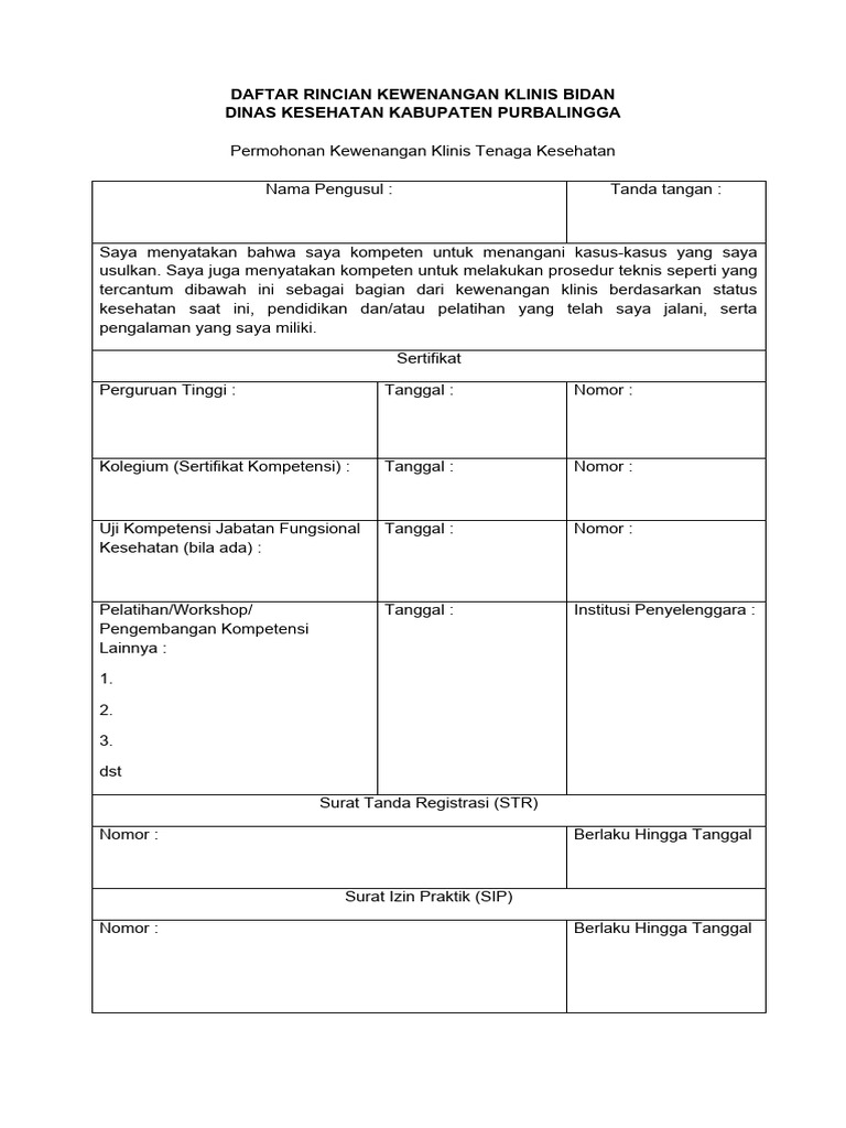 Form Kredensial Nakes Form Bidan Pdf