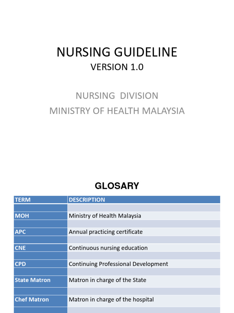 NURSING GUIDELINE - Version 1.0 | PDF | Nursing | Patient