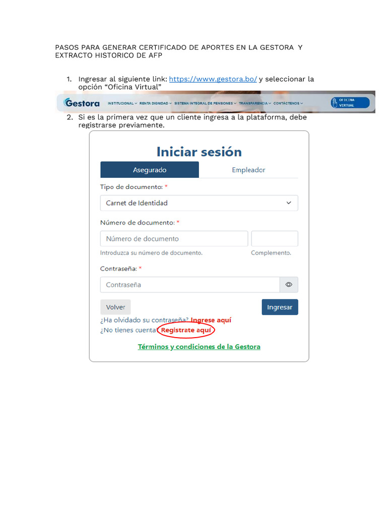 Pasos para Generar Certificado de Aportes en La Gestora y Extracto ...