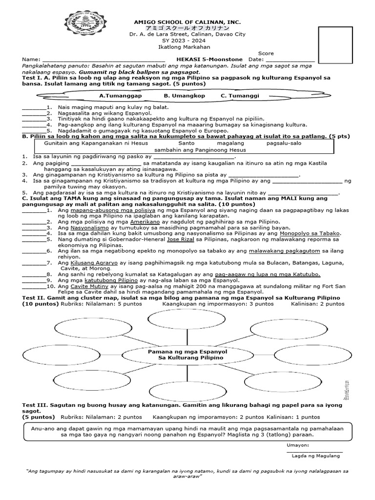 Third Periodical Examination | PDF