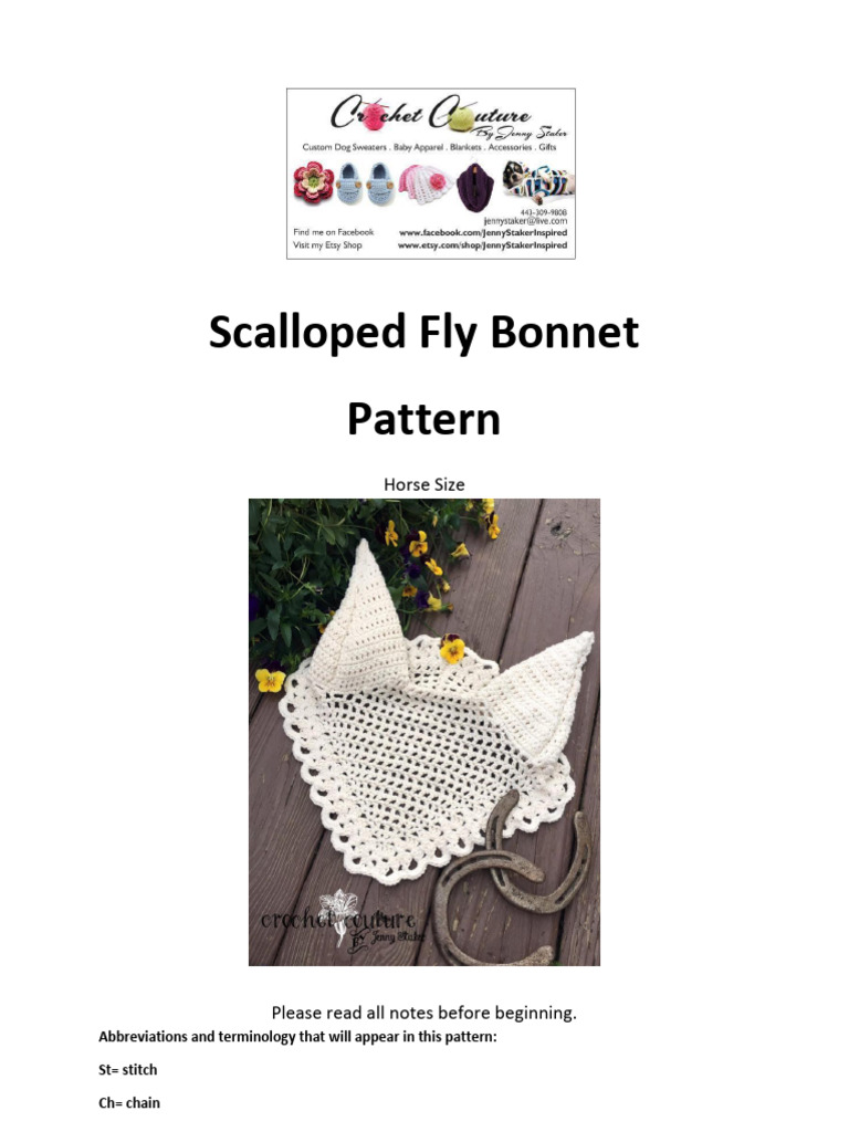 Horse Size Fly Bonnet Pattern PDF | PDF | Crochet | Sewing