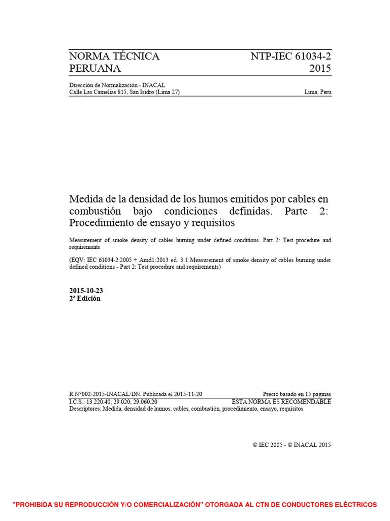 NTP Iec - 61034 2 | PDF | Comisión Electrotécnica Internacional ...