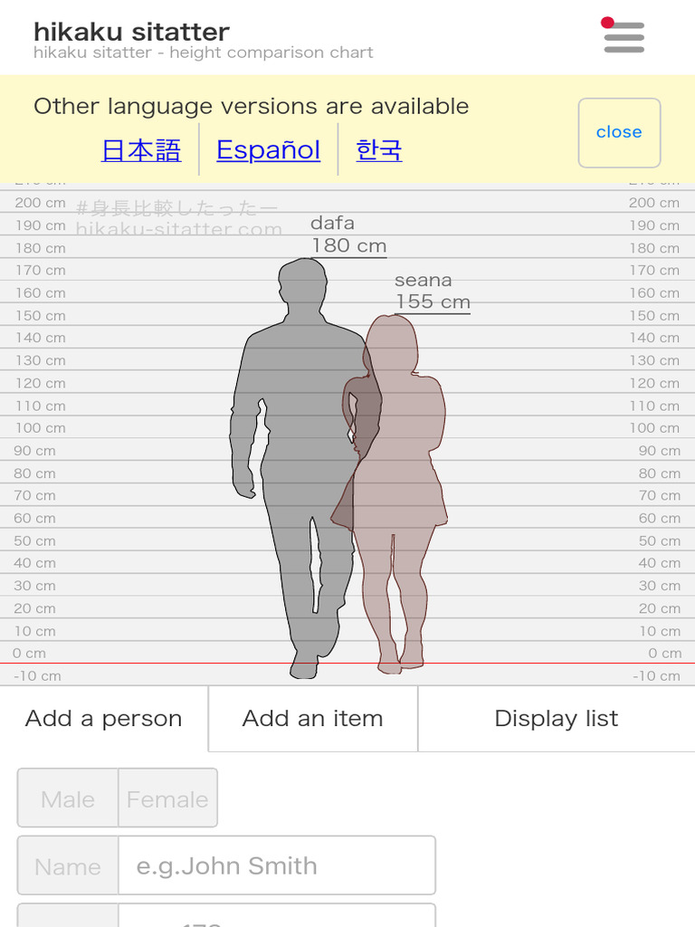 Hikaku Sitatter - Height Comparison Chart | PDF