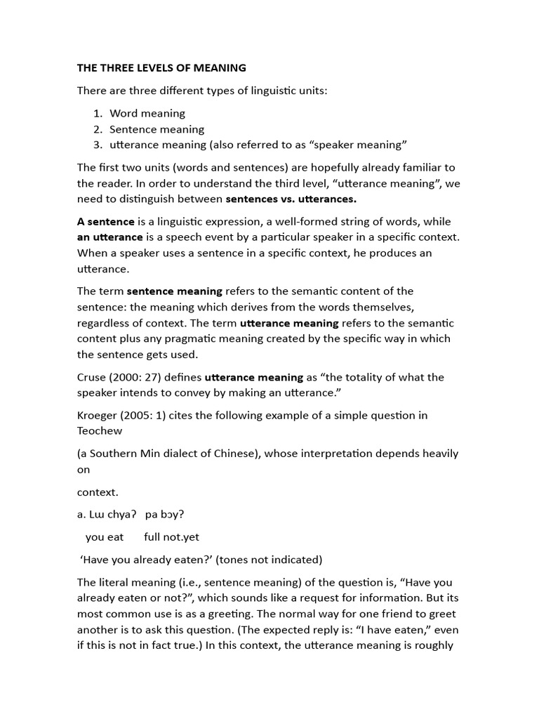 The Three Levels of Meaning | PDF