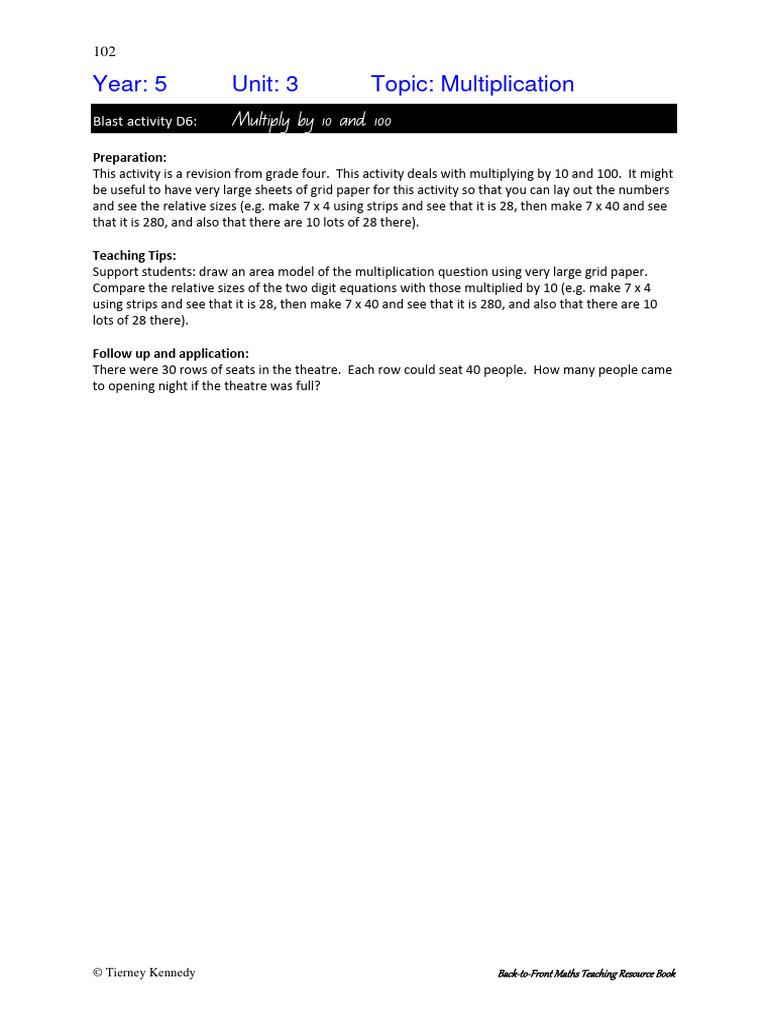 Y5-Unit-3-Multiplication | PDF