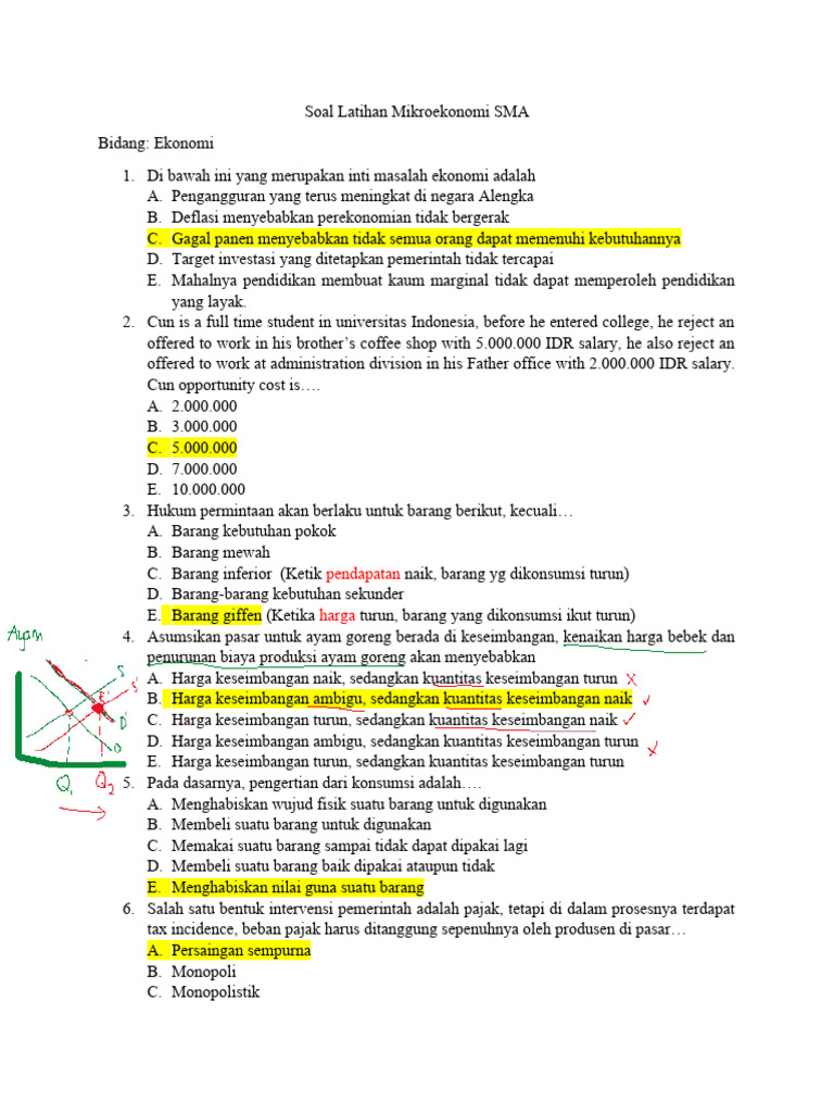 Soal Latihan Mikroekonomi SMA | PDF