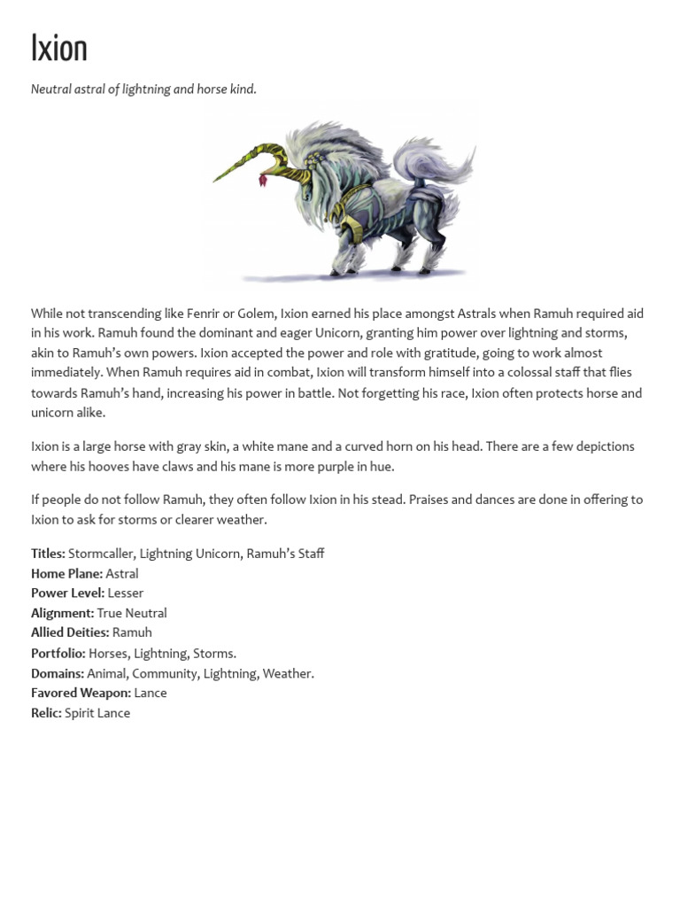 Ixion - Final Fantasy d20 | PDF