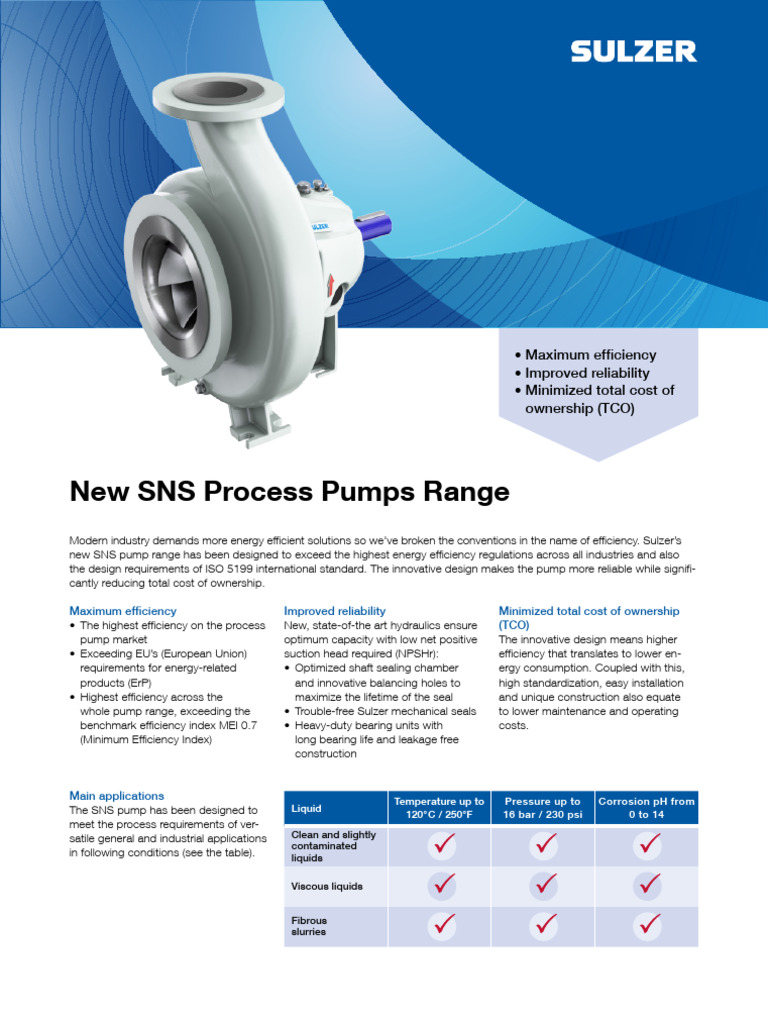 NewSNSProcessPumpsRange E10364 | PDF | Pump | Mechanical Engineering