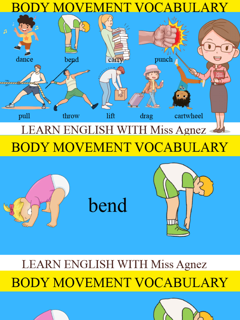 Body Movement Vocabulary With Picture Animations and Sentence Samples ...