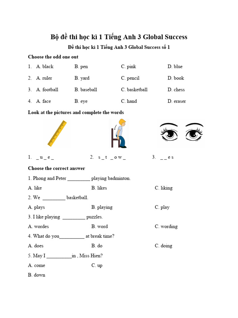 English 3 Global Success Exam Papers | PDF