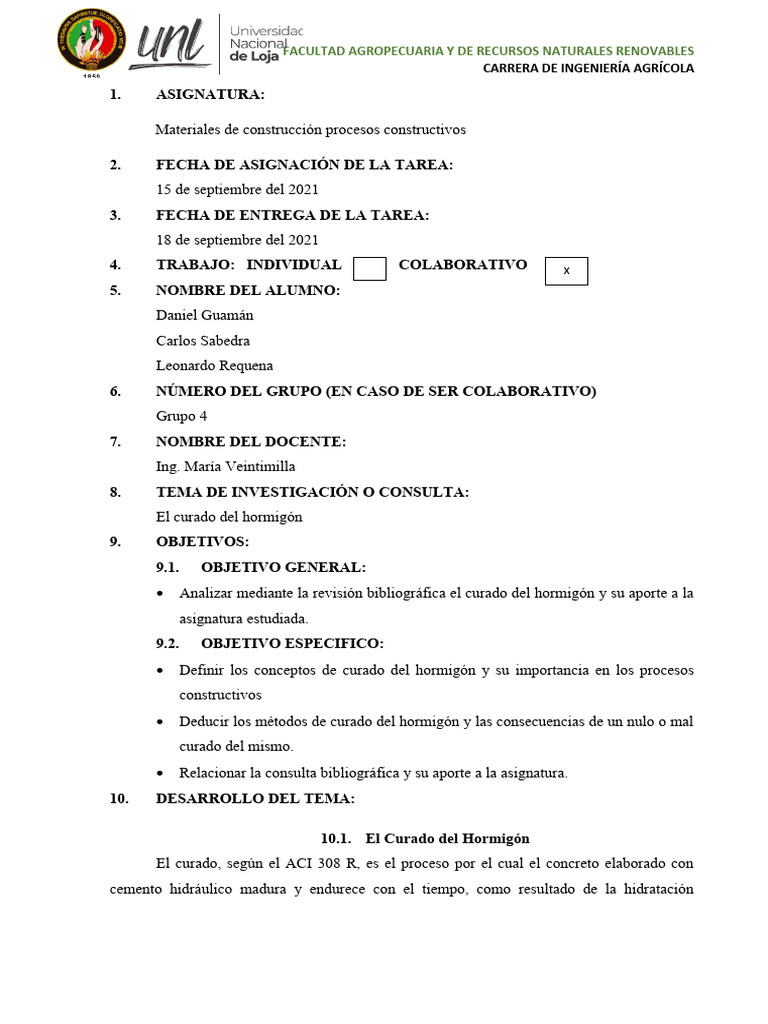 TAREA_MC y PC | PDF | Hormigón | Riego