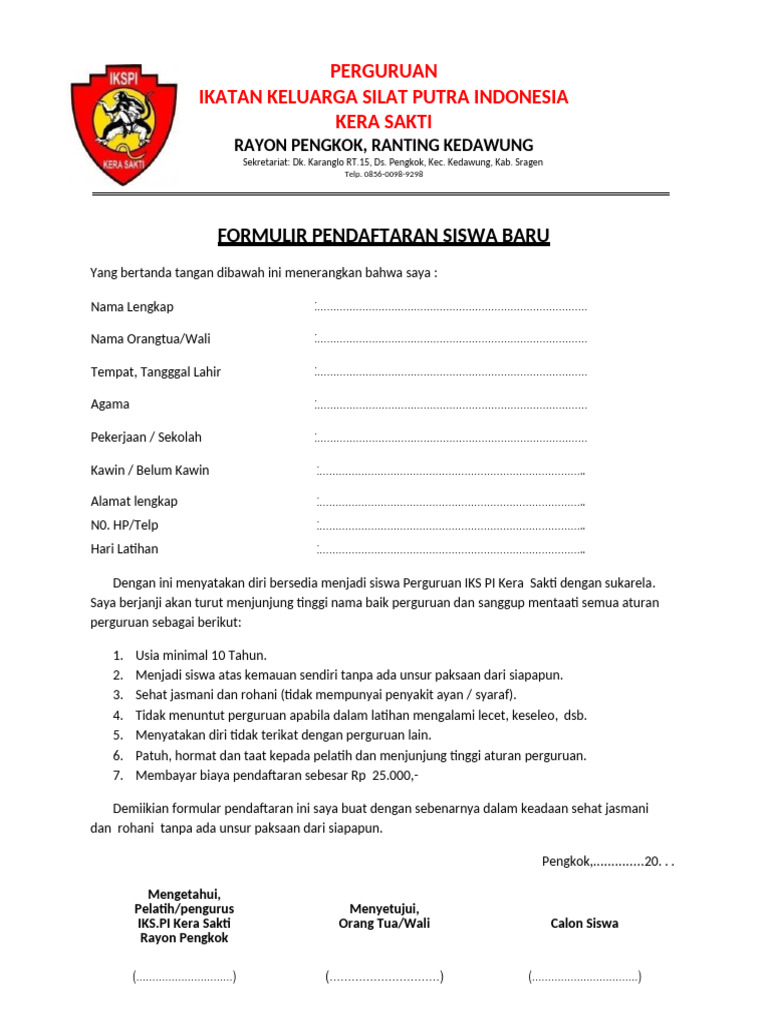 Pendaftaran Ikspi | PDF | Karier & Perkembangan | Olahraga & Rekreasi