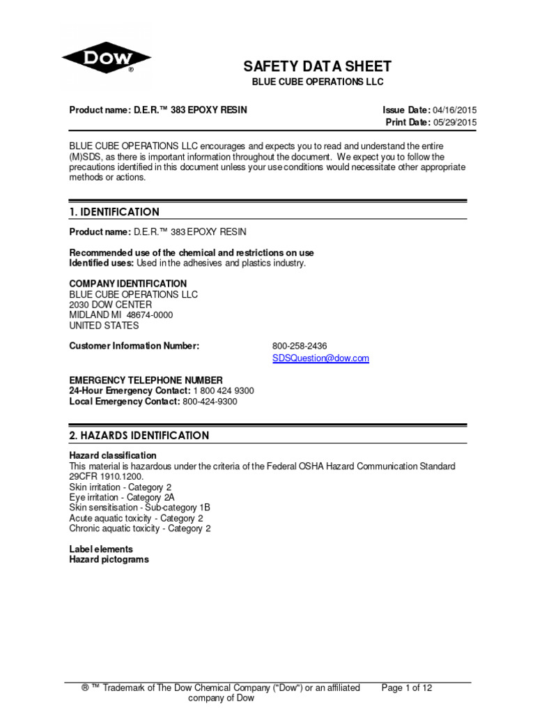 Bis A Epoxy Resin | PDF | Toxicity | Firefighter