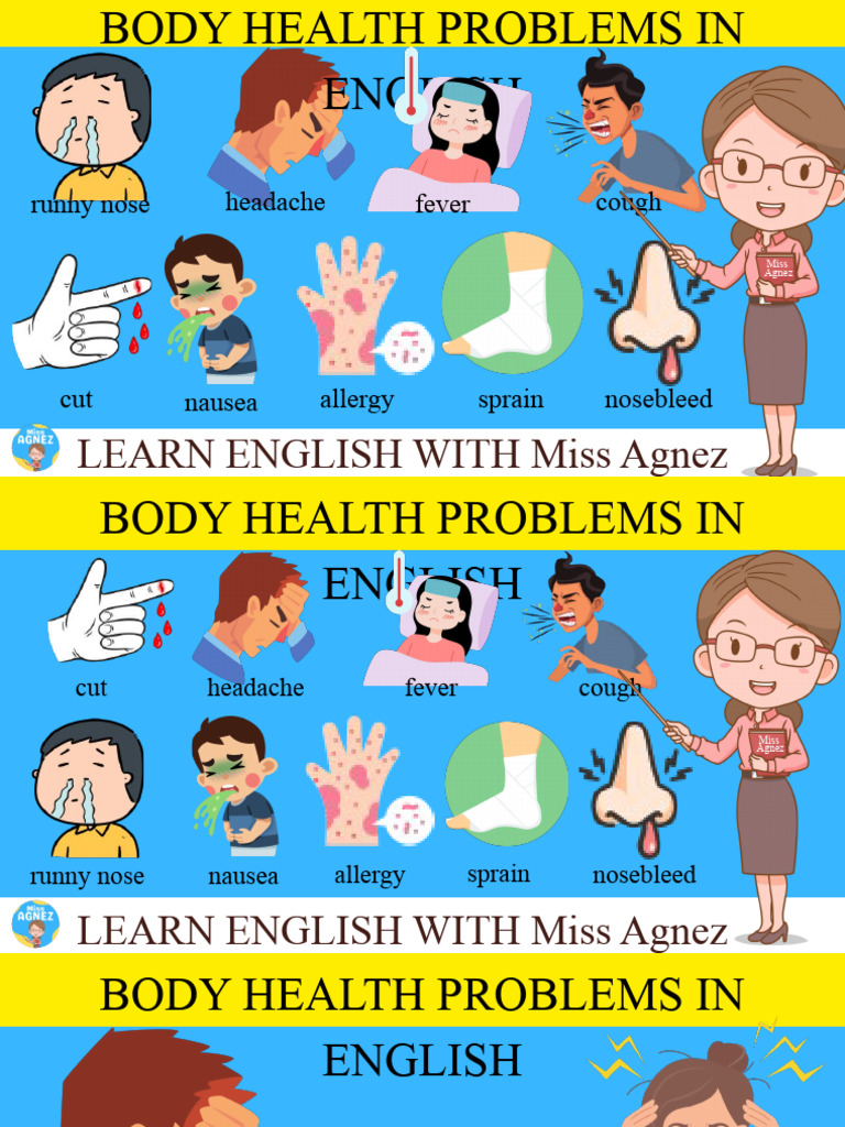 Body Health Problems in English With Picture Animations and Sentence ...