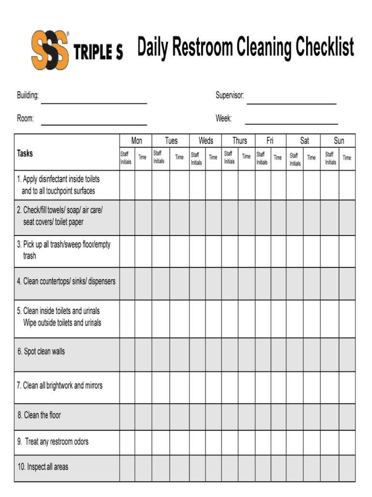 Daily Rest Room Check List | PDF