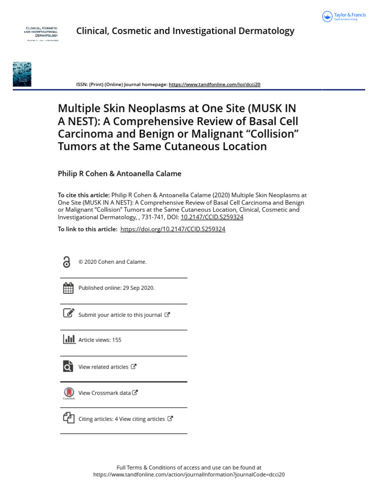Multiple Skin Neoplasms at One Site MUSK IN A NEST A Comprehensive Review of Basal Cell ...
