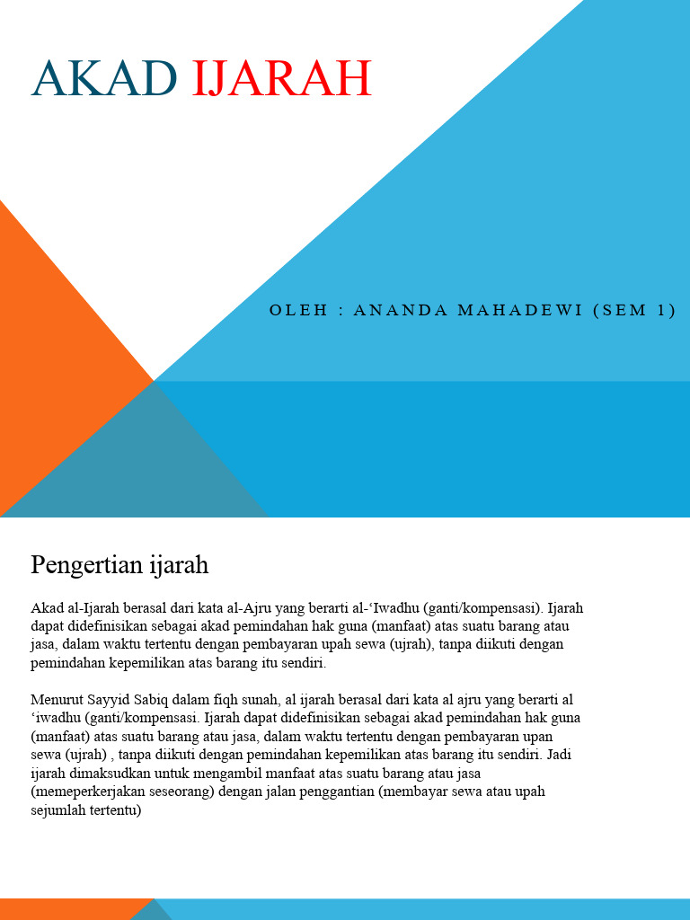AKAD IJARAH Ananda Mahadewi Sem 1 | PDF