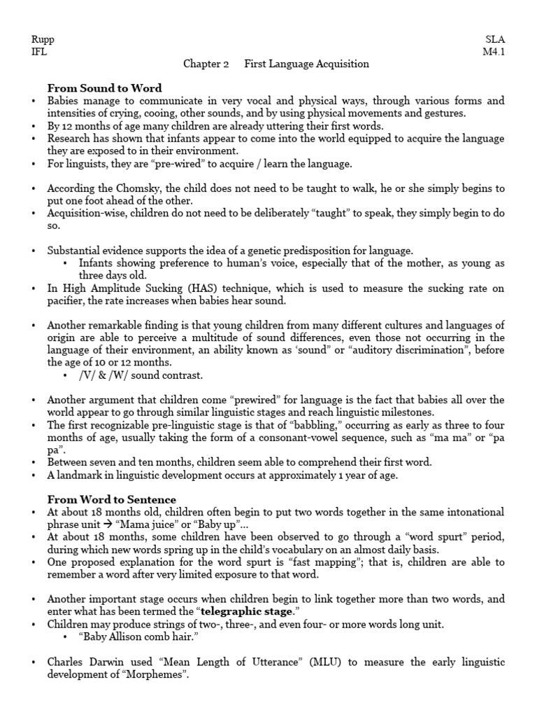 Chapter 2 First Language Acquisition | PDF | Second Language | Second Language Acquisition