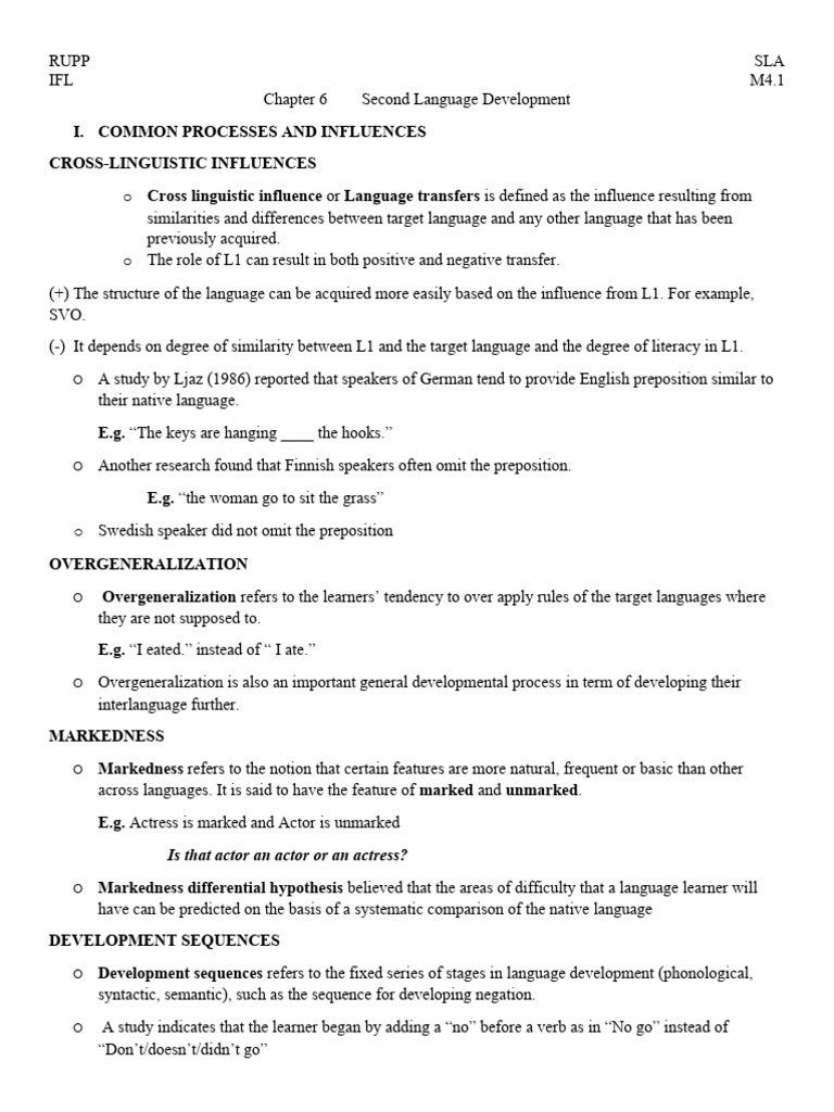 Chapter 6 - Second Language Development | PDF