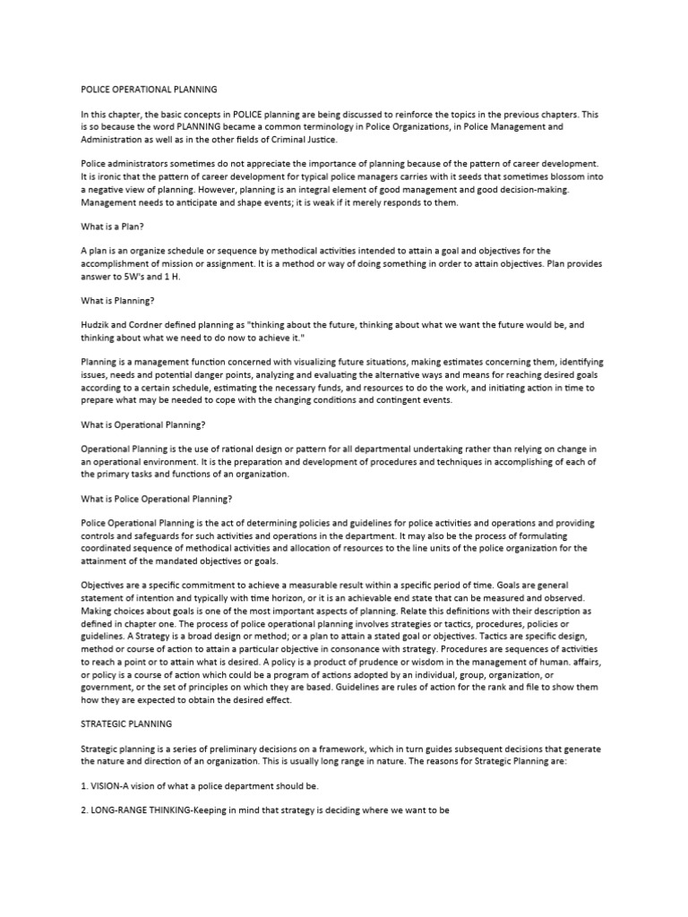 POLICE OPERATIO-WPS Office | PDF | Strategic Planning | Policy