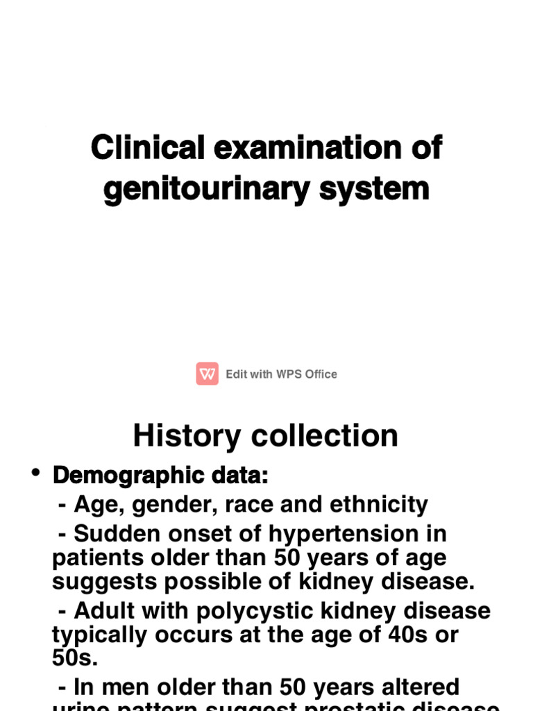 Genitourinary System Clinical Examination | PDF | Wellness | Science ...