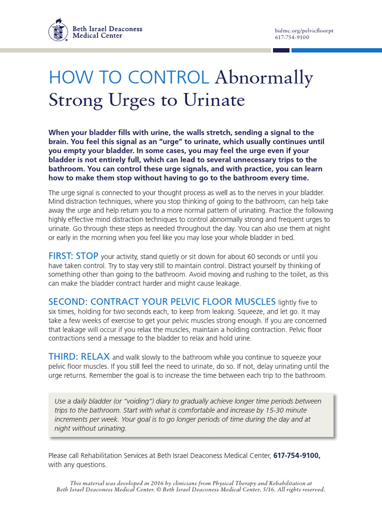 Control Urges to Urinate Effectively | PDF | Urinary Incontinence ...