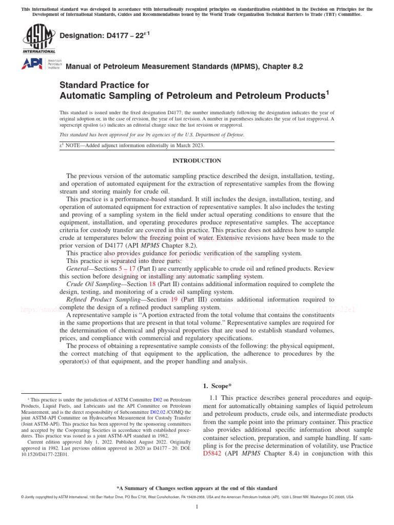 ASTM D4177 22e1 | PDF
