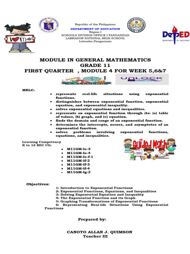 Gen Math Module 4 Week 567 | PDF | Function (Mathematics) | Exponentiation