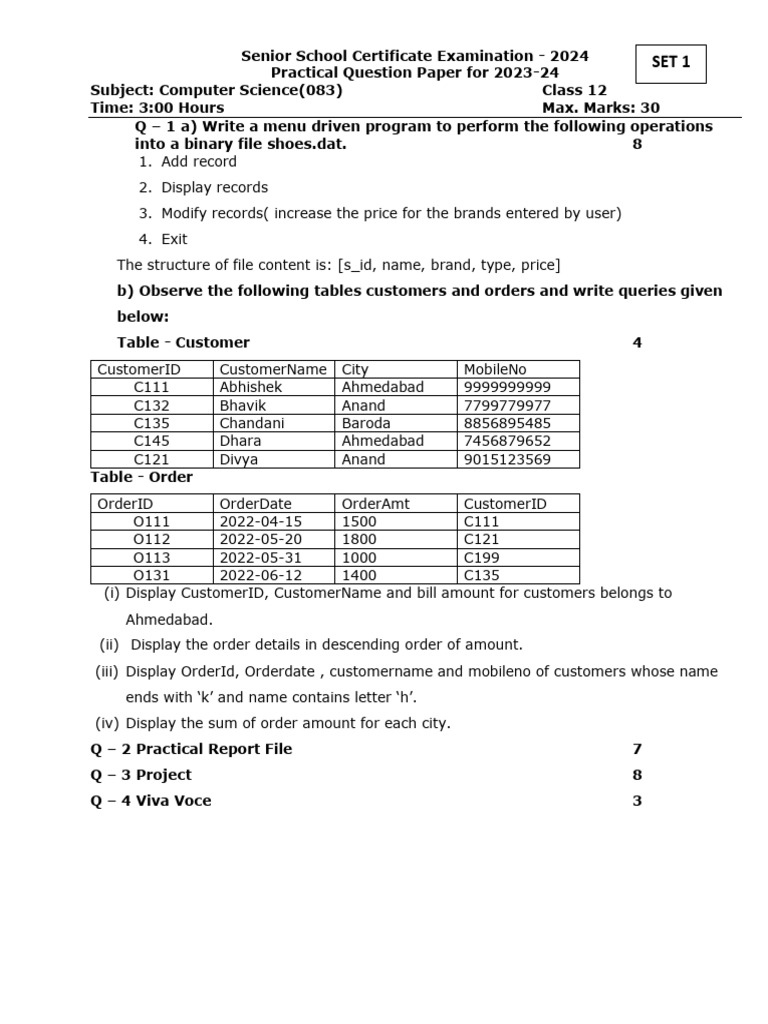Practical Exam QP | PDF | Software Engineering | Data