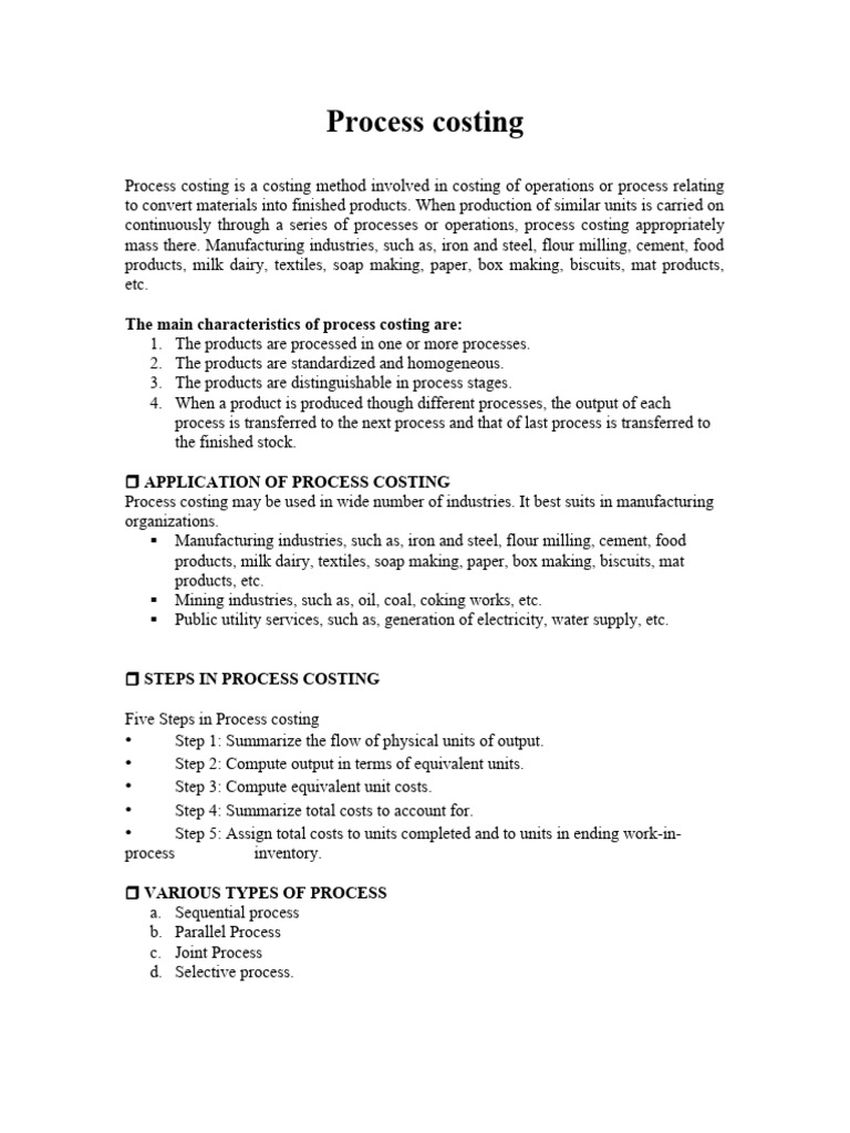 Exercise Process Costing | PDF | Cost | Business