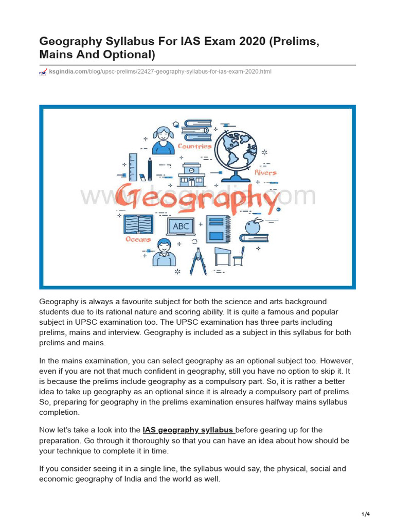 Geography Syllabus For IAS Exam 2020 Prelims Mains and Optional | PDF